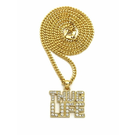 Unbrand - Unique Fashion 21 Stone Filled THUG LIFE Pendant 3mm 24 ...