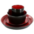 Elama 16 Piece Stoneware Dinnerware Set in Two Tone Black & Red ...