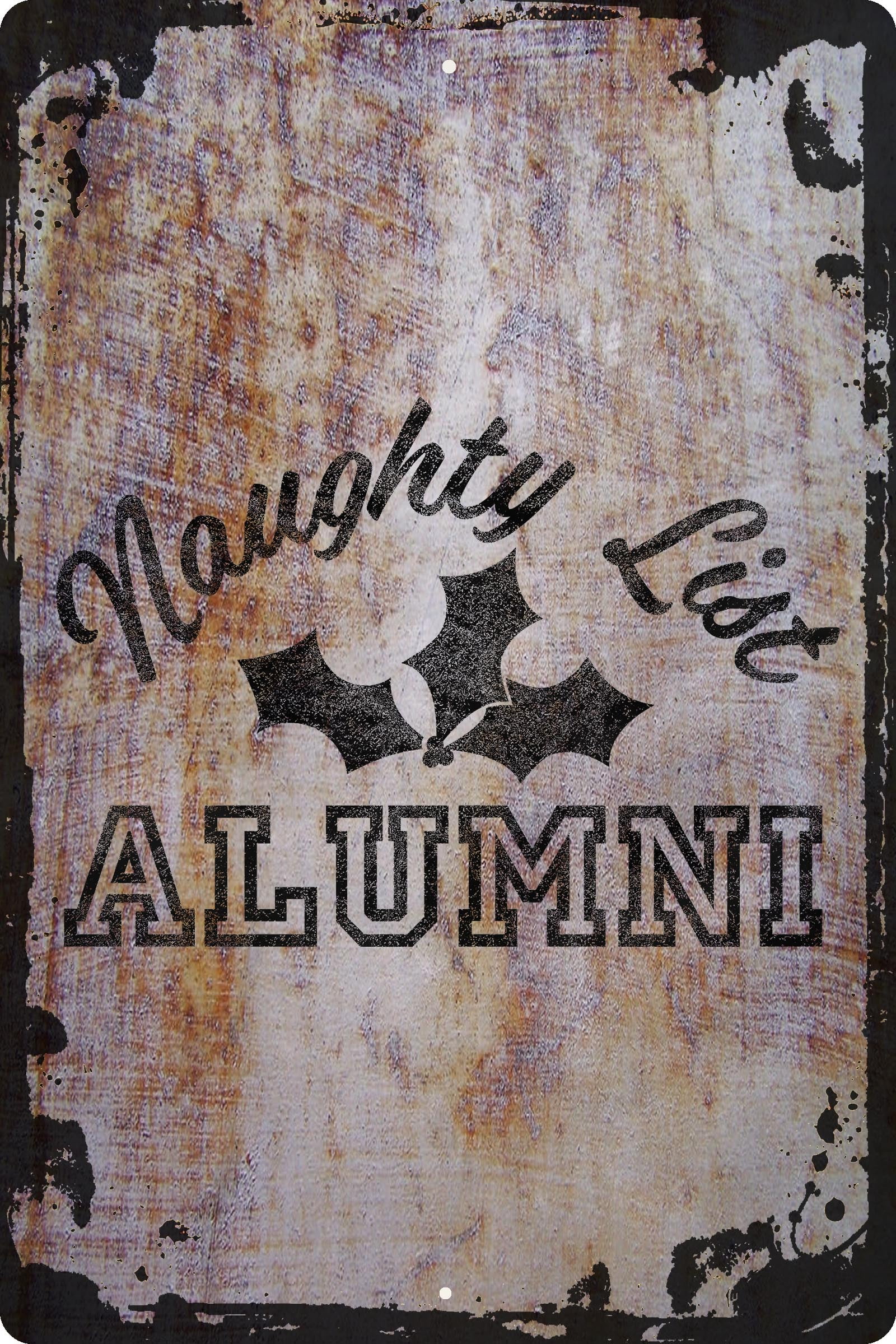 Naughty list alumni cursive varsity mistletoe Christmas bad Beige Wall ...