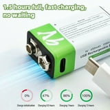 USB 9V Rechargeable Battery 650 mAh Capacity,Square Lithium 9 Vlot ...