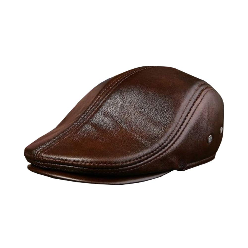 HAORUN Men Spring Winter Leather Newsboy Hat Flat Beret Cap Vintage Ivy ...
