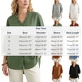 Annhoo Womens Linen Long Sleeve Shirts Ruffle V Neck Solid Color Tops ...