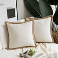 Mouind Pack of 2 Farmhouse Decorative Throw Pillow Covers Burlap Linen ...