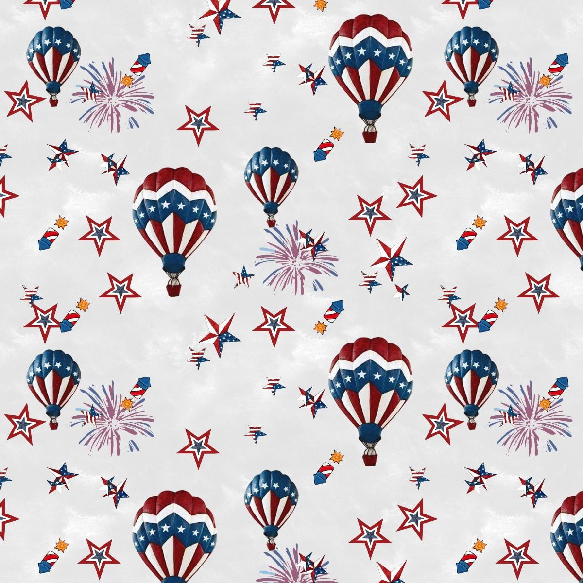 FREE SHIPPING!!! Hot Air Balloons and Fire Crackers Design 100% Cotton ...