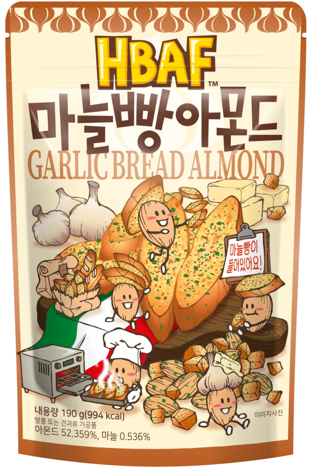 [HBAF] Korean Garlic Bread Chips Seasoned Almonds Nuts | Kids, School, Office, Trip Snack | Pre ...