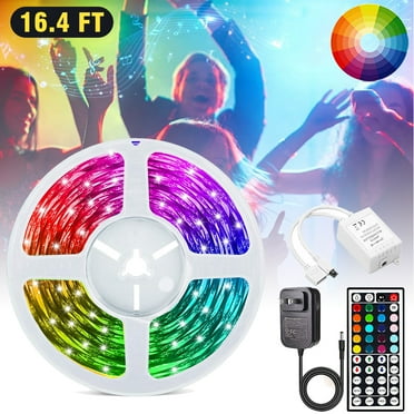 LED Light Strip, 16.4ft 5m RGB Color Changing 3528 300 LEDs with 44 ...