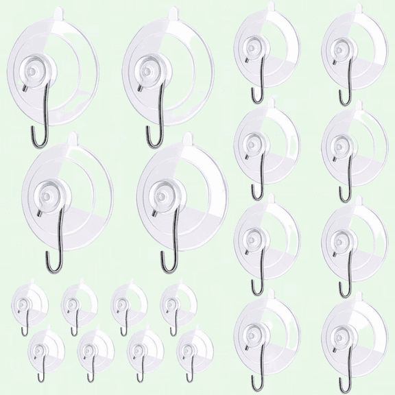 Multi-Purpose Suction Cup Hooks, 12 Pack Clear Reusable PVC Sucker Pads ...