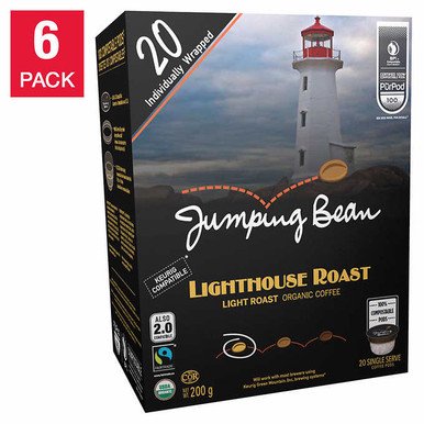 Jumping Bean Lighthouse Roast Coffee - Fairtrade and Organic, 120 Pods ...