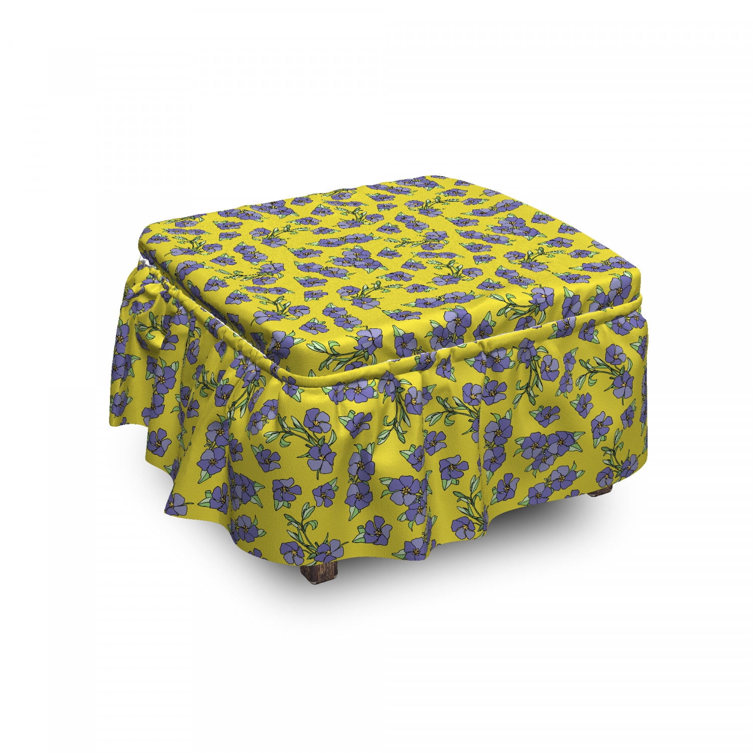Flower Ottoman Cover, Narcissus Blooms Vintage, 2 Piece Slipcover Set ...