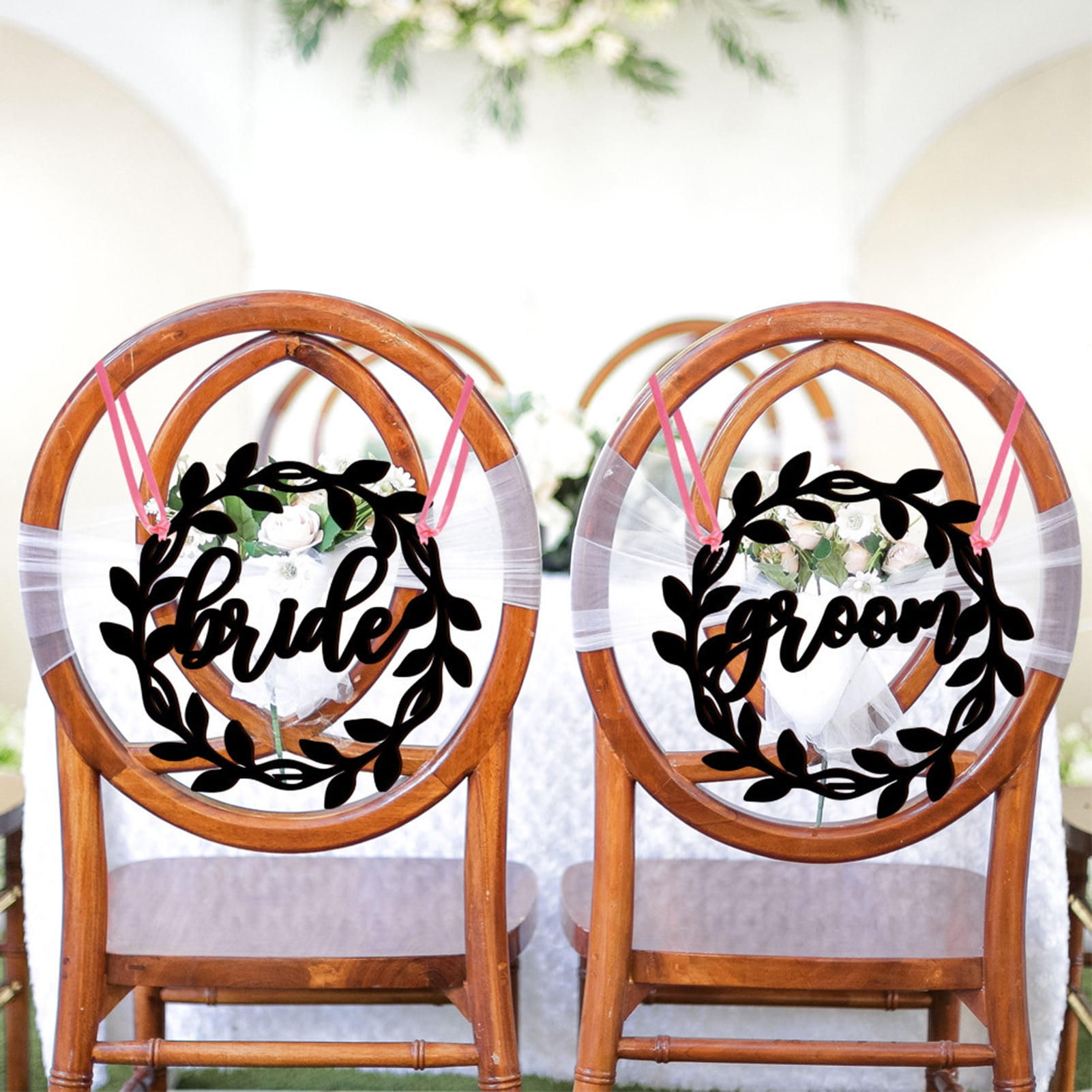 Bride and Groom Chair Signs - Mr and Mrs Chair Signs for Wedding, Bride ...