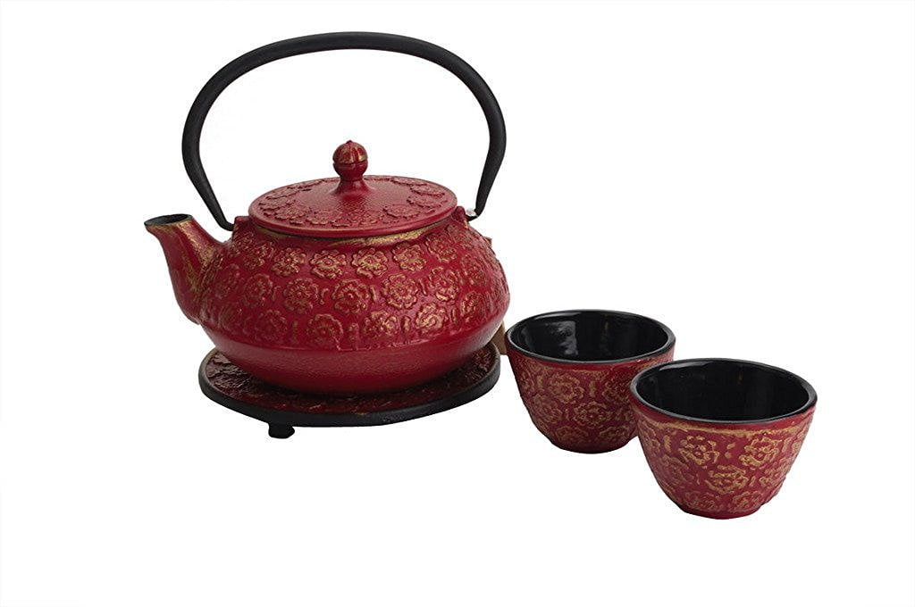 New Star International T8200 Cast Iron Tea Set with Trivet, 22 Ounce ...