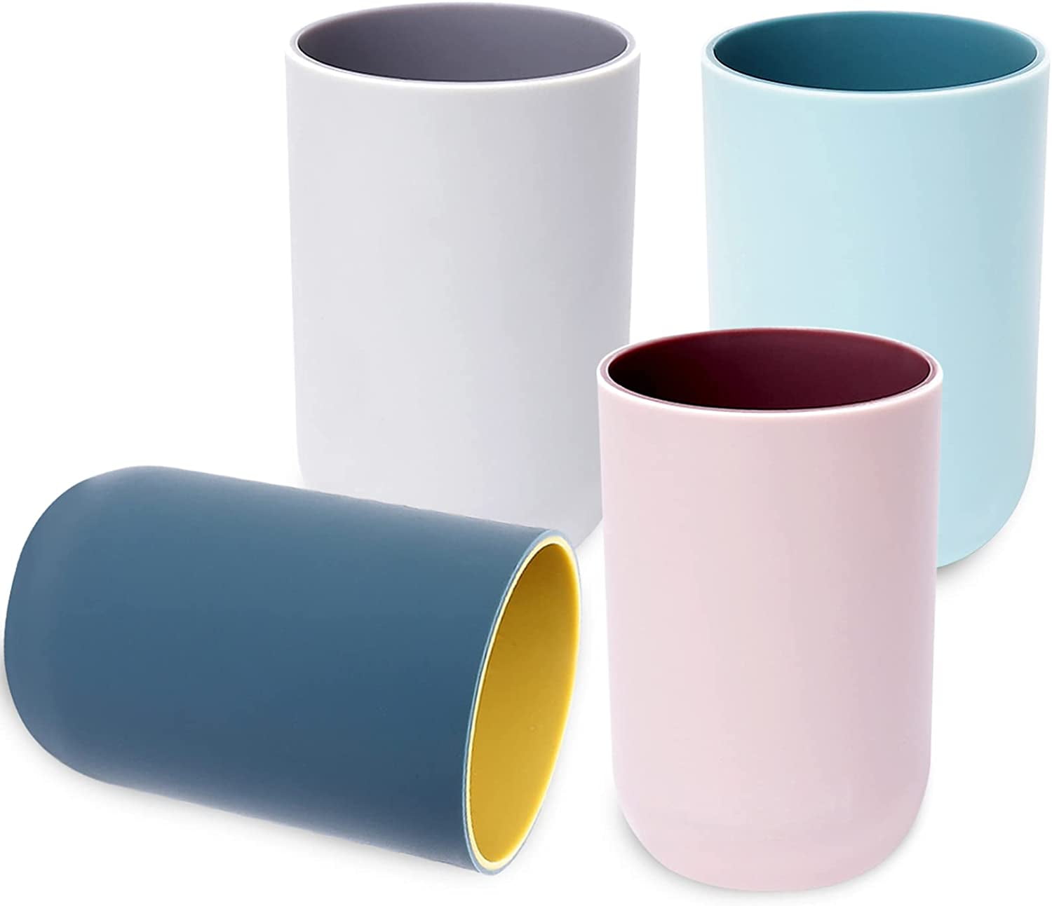 Bathroom Cups, Unbreakable Reusable Drinking Cups Set of 4 Colors ...