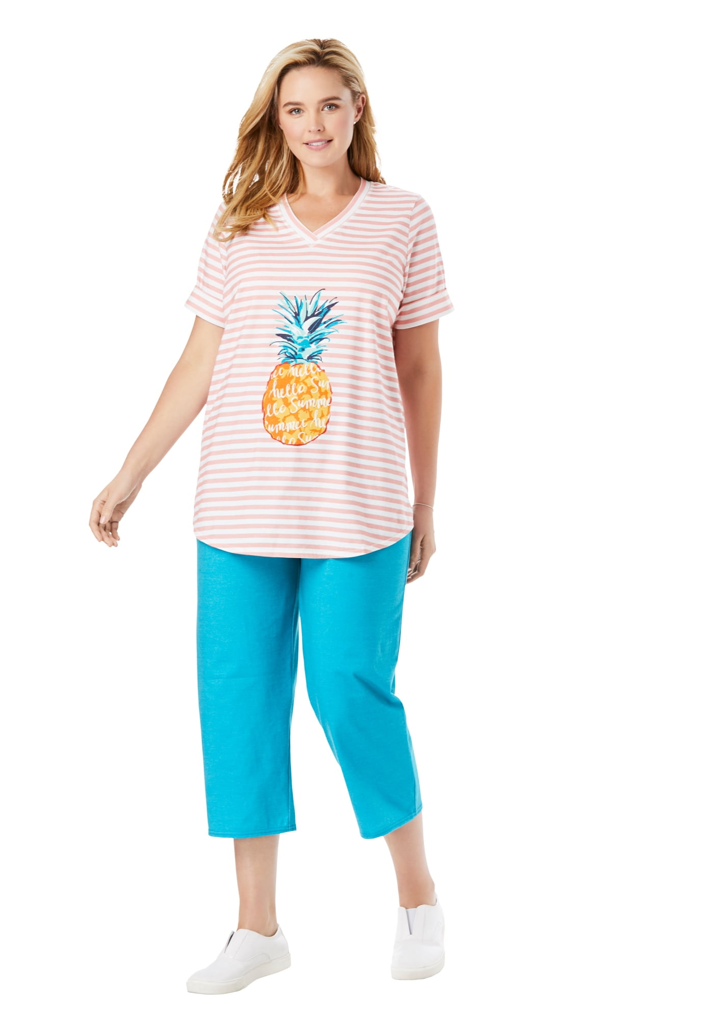 Woman Within Woman Within Womens Plus Size Two Piece V Neck Tunic