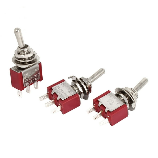 3Pcs Mini Interruptor Conmutador Rojo AC 250V/2A 120V/5A ON-ON 2 ...
