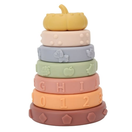 Soft Building Rings Stacker, Baby Sensory Stacking Rings 6pcs Colorful ...