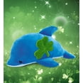 DolliBu Marine Blue Dolphin Stuffed Animal with Green Plush Shamrock ...