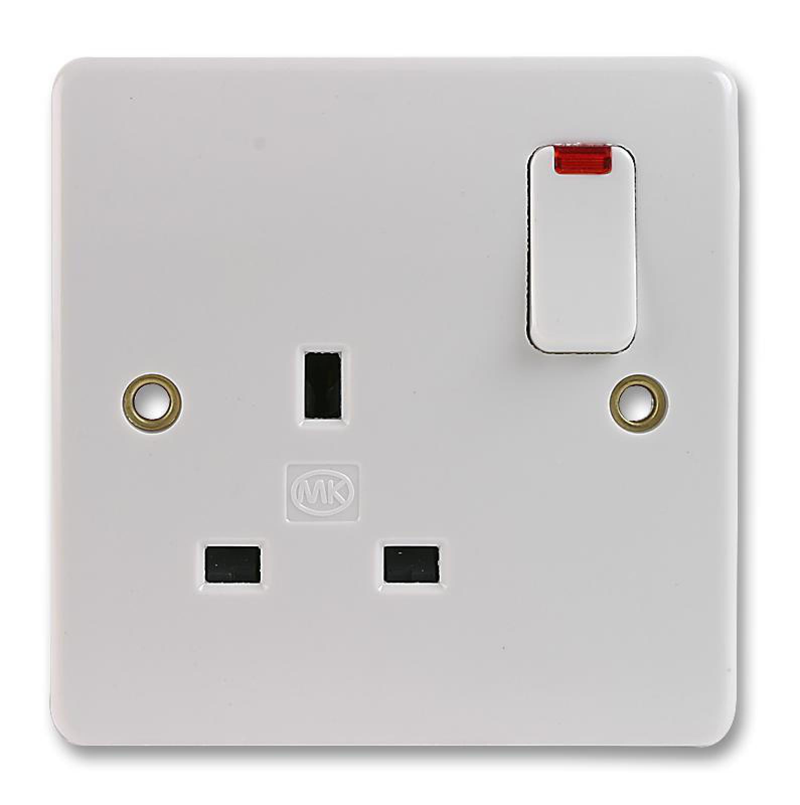 MK - Logic Plus 13A 1 Gang DP Switched Socket with Neon, White ...