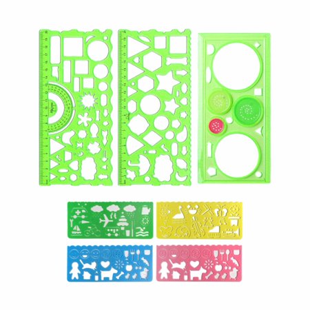7 Pieces Drawing Stencils Set Measuring Tools Drawing Scale Template ...