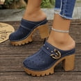 Dakaela Clogs for Women Chunky High Heel Slip on Mules Closed Round Toe ...