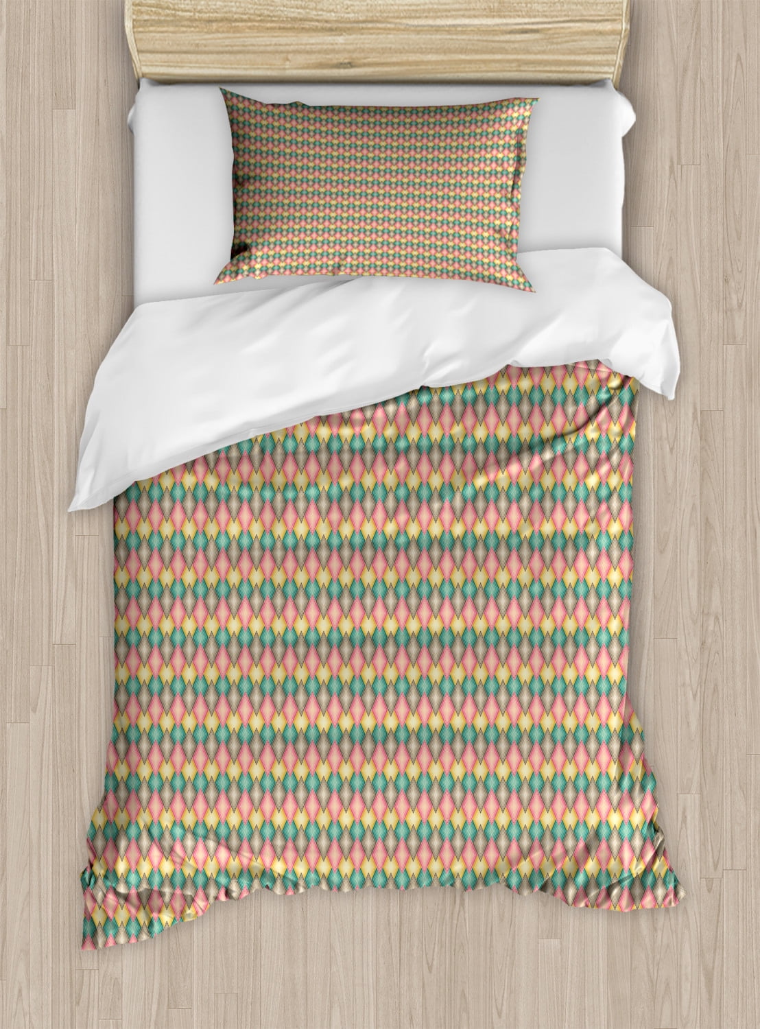 Muted Colors Duvet Cover Set Twin Size, Repetitive Illustration of ...