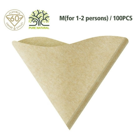 100pcs/set V-Shape Drip Paper Wooden Organic Coffee Powder Filter Paper ...