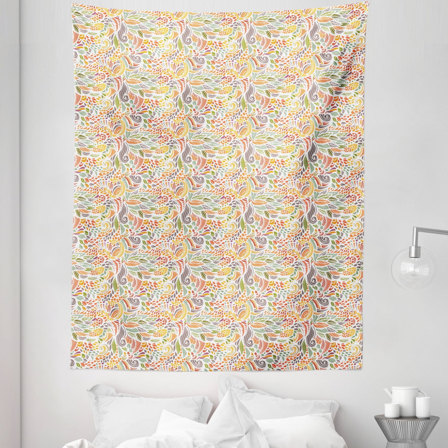 Abstract Tapestry, Tangled Colorful Design with Abstract Floral Leaves ...
