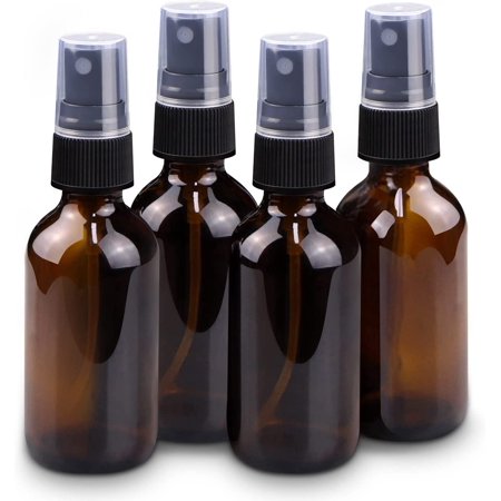 HONE 4 Pack Amber Glass Spray Bottles, Small Spray Bottles with Funnel ...