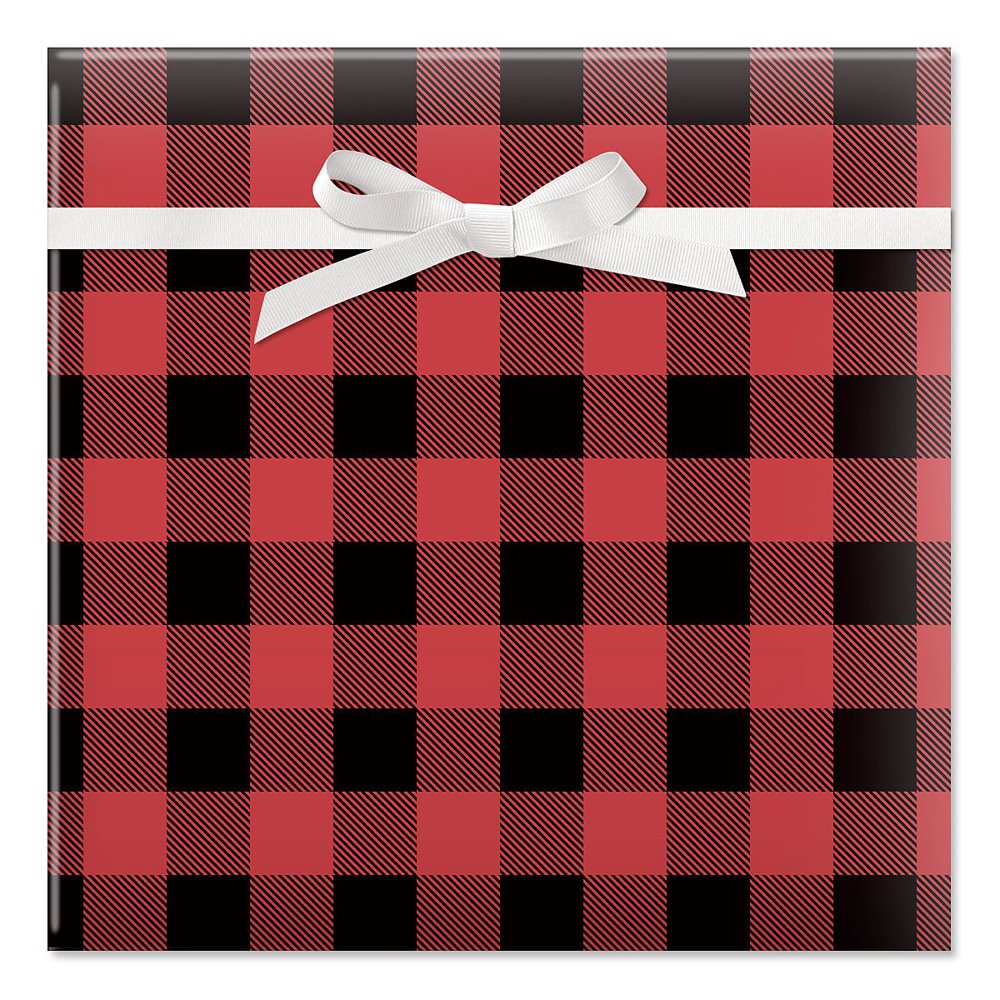Buffalo Plaid Christmas Rolled Gift Wrap - 1 Giant Roll, 23 Inches Wide ...