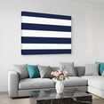 Blue White Stripes Canvas Print Wall Art, Sea Blue Striped Modern Style ...