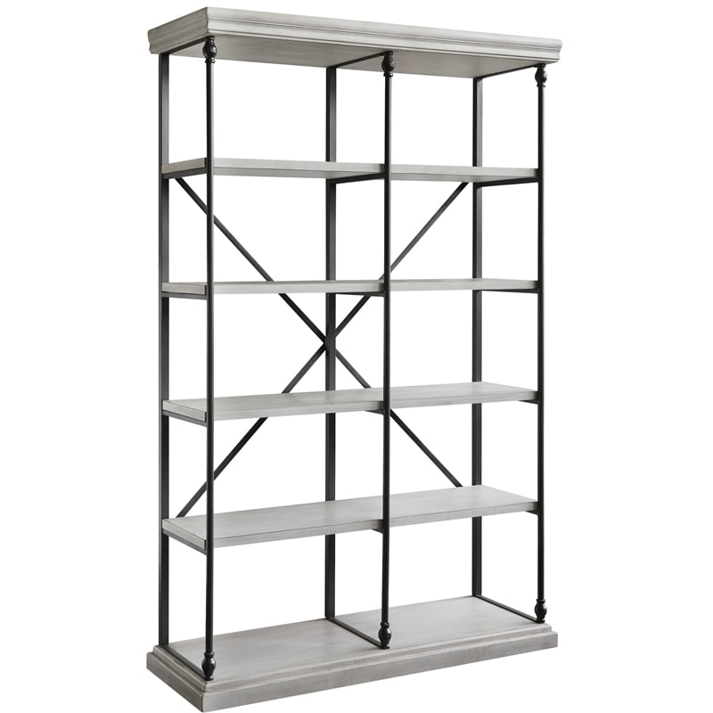 Hanover Metal And White Wood Bookshelf 48x17x76" Traditional Style ...