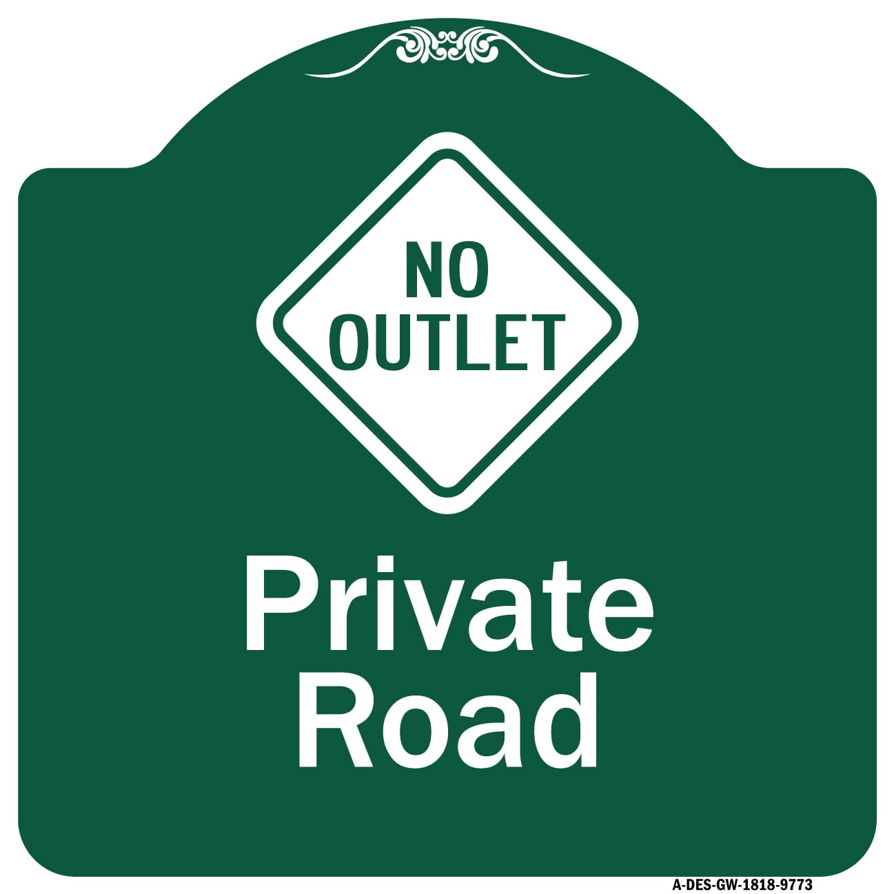 SignMission Designer Series Sign - Private Road With No Outlet Symbol ...