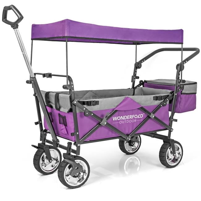 WonderFold Wagons S4-Purple Push & Pull Outdoor Folding Wagon with ...