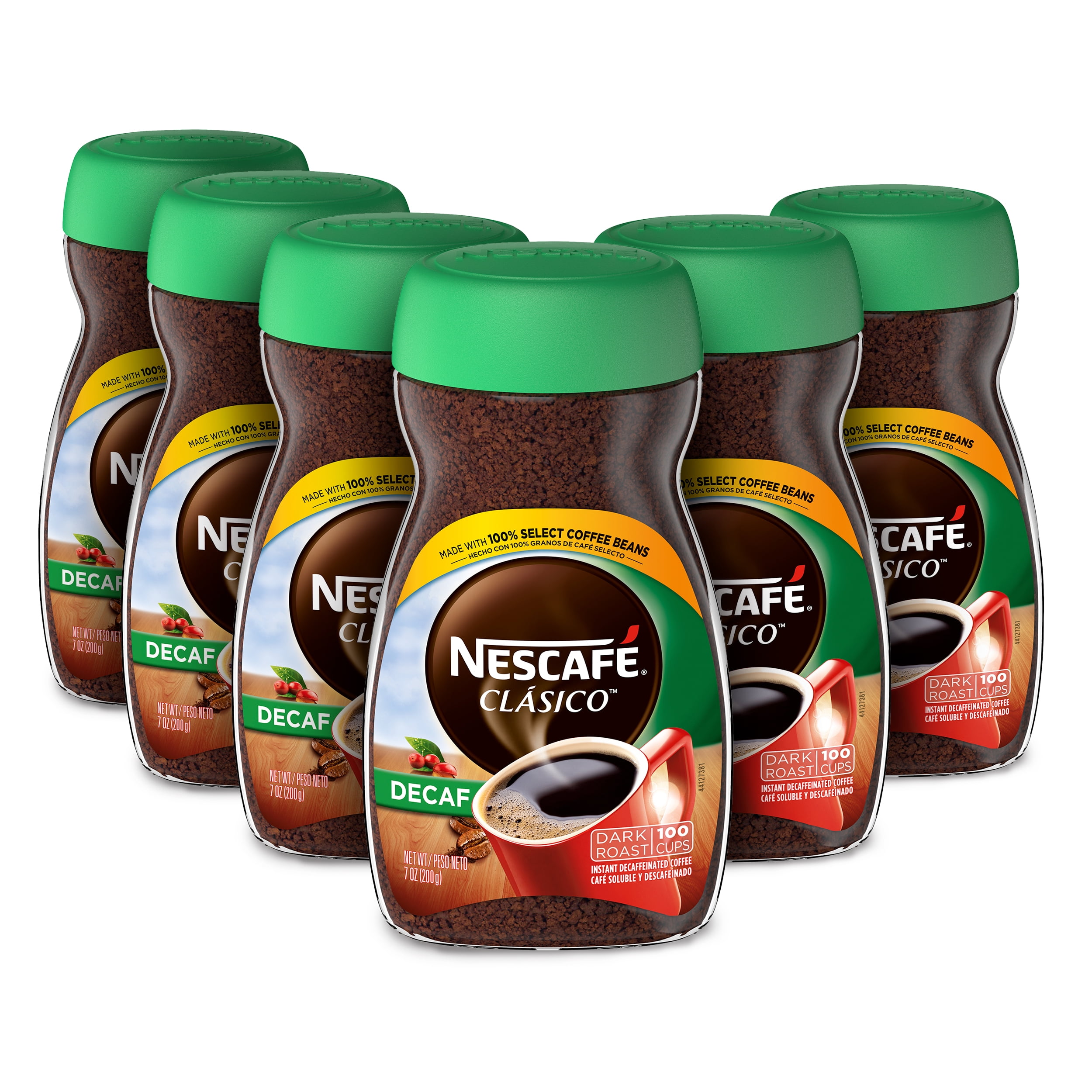 Nescafé Decaf Clasico, Dark Roast Instant Coffee Jars, 7 oz 6 Count ...