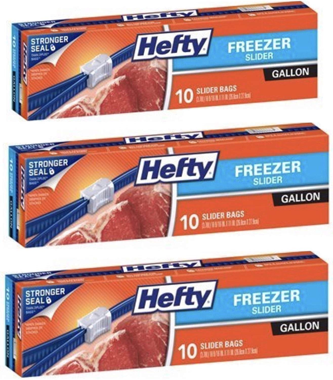 Hefty Slider Gallon Freezer Bags 10 Count Pack of 3 - Walmart.com