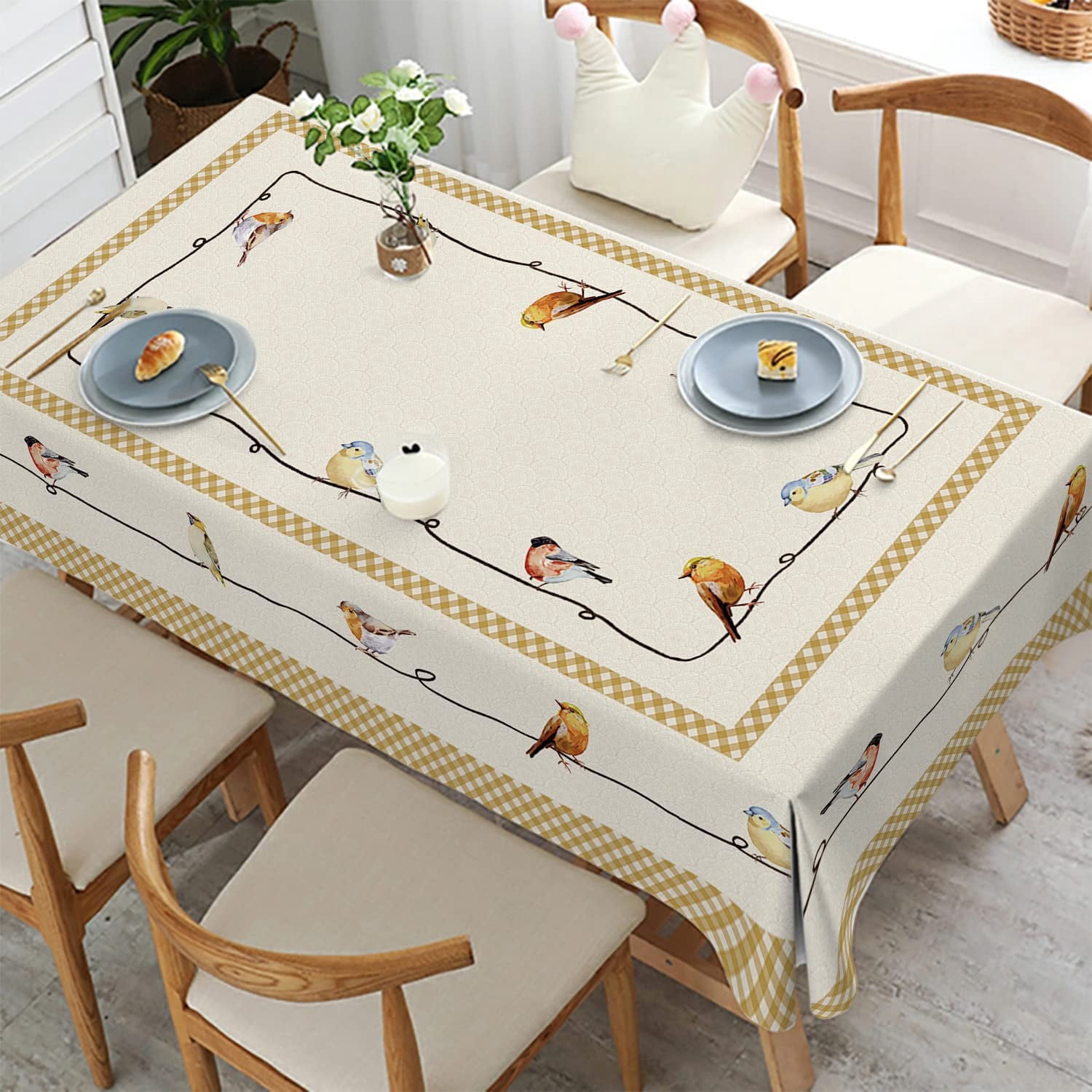 Bird Tablecloth Rectangular Table Cloth 60 X 84 Inch for Dining Room ...