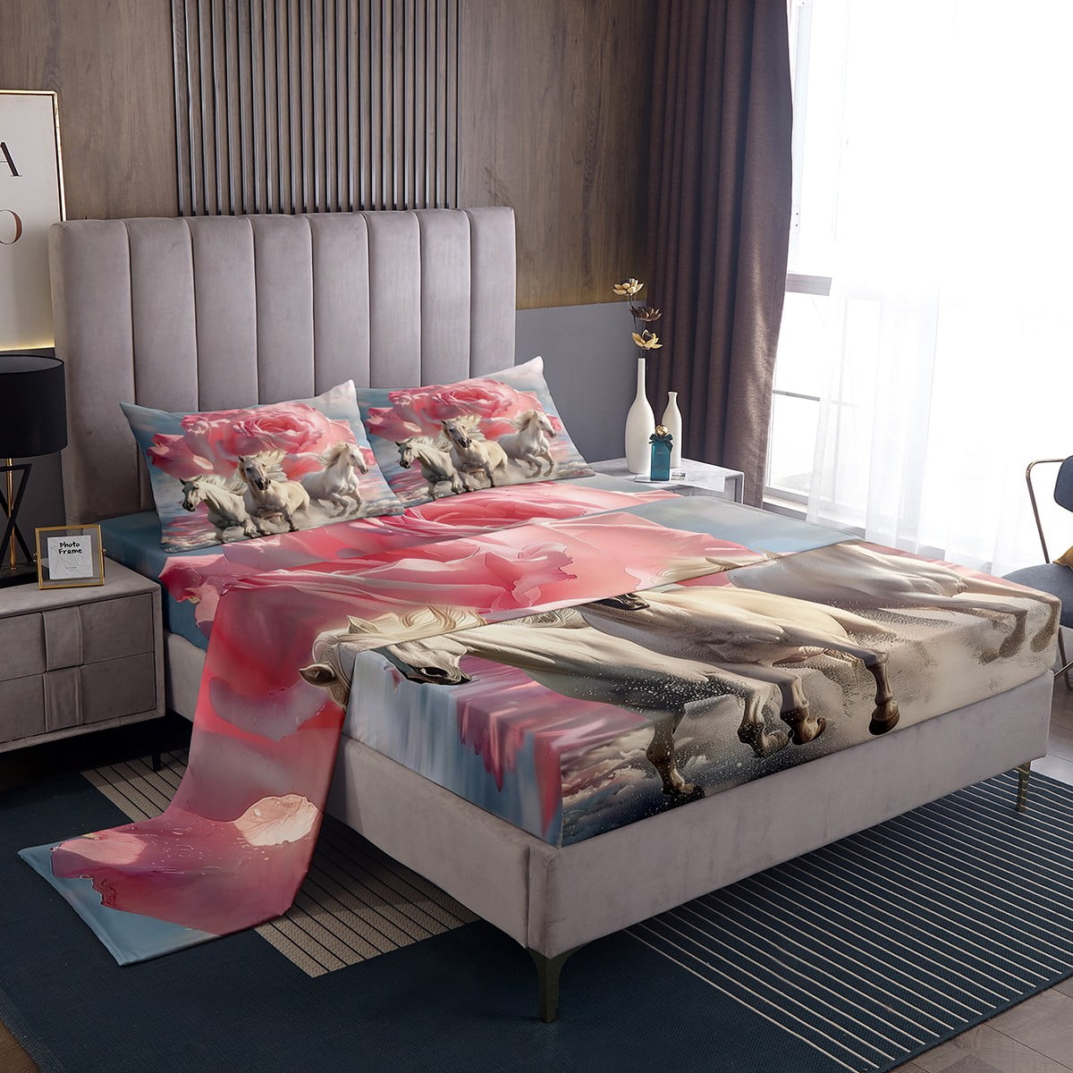 Click here for Yst Girls Horse Full Sheets Chic Rose Flower Bed S... prices