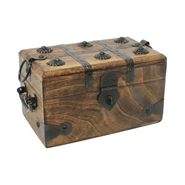 Antique Wooden Pirate Chest with Lion Rings and Lockable Latch ...
