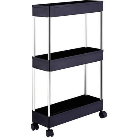 Slim Storage Cart, Mobile Shelving Unit Organizer Slide Out Rolling ...