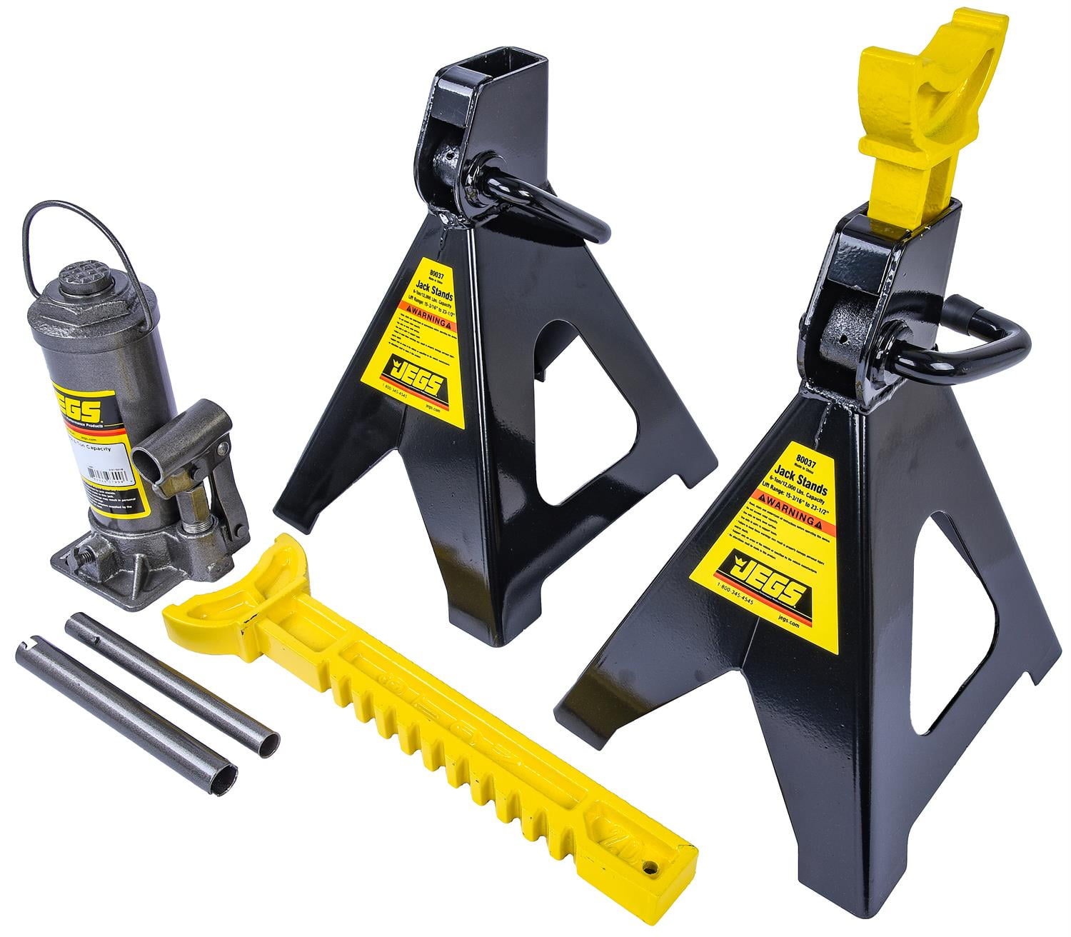 JEGS 79007K Jack Kit Includes: (1) 6-Ton Bottle Jack (2) 6-Ton Jack ...