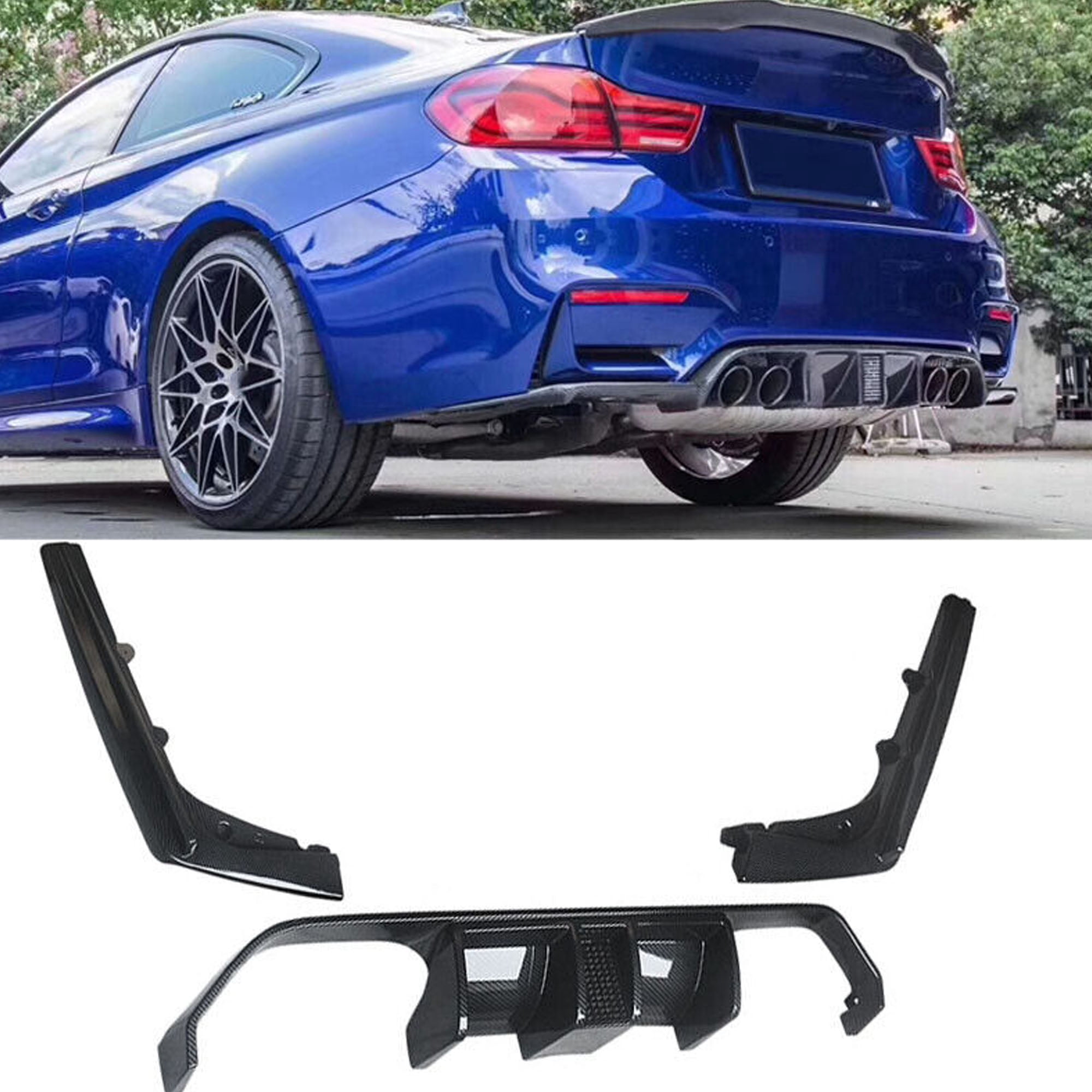 NINTE Rear Diffuser for 2015-2020 BMW F80 M3 F82 F83 M4 Carbon Fiber ...