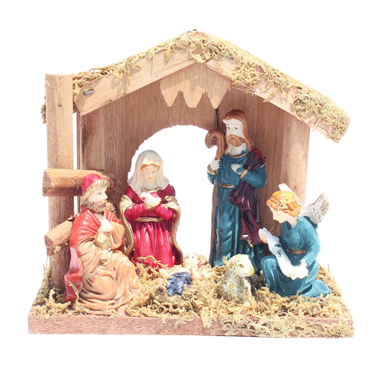 Nativity Scene Figurine Manger Miniature Photography Backdrop Decor for ...