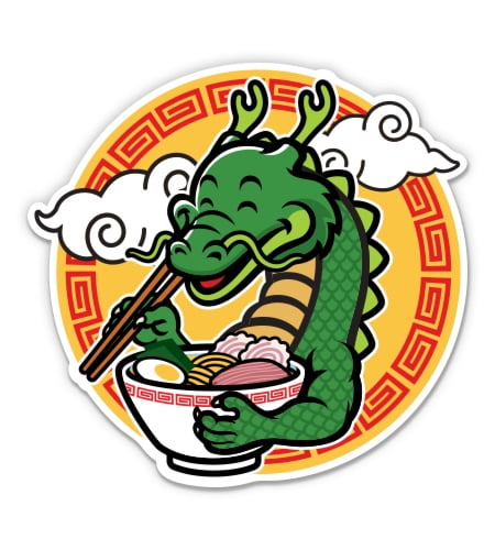 Chinese Food Dragon - 3" Vinyl Sticker - For Car Laptop Water Bottle ...