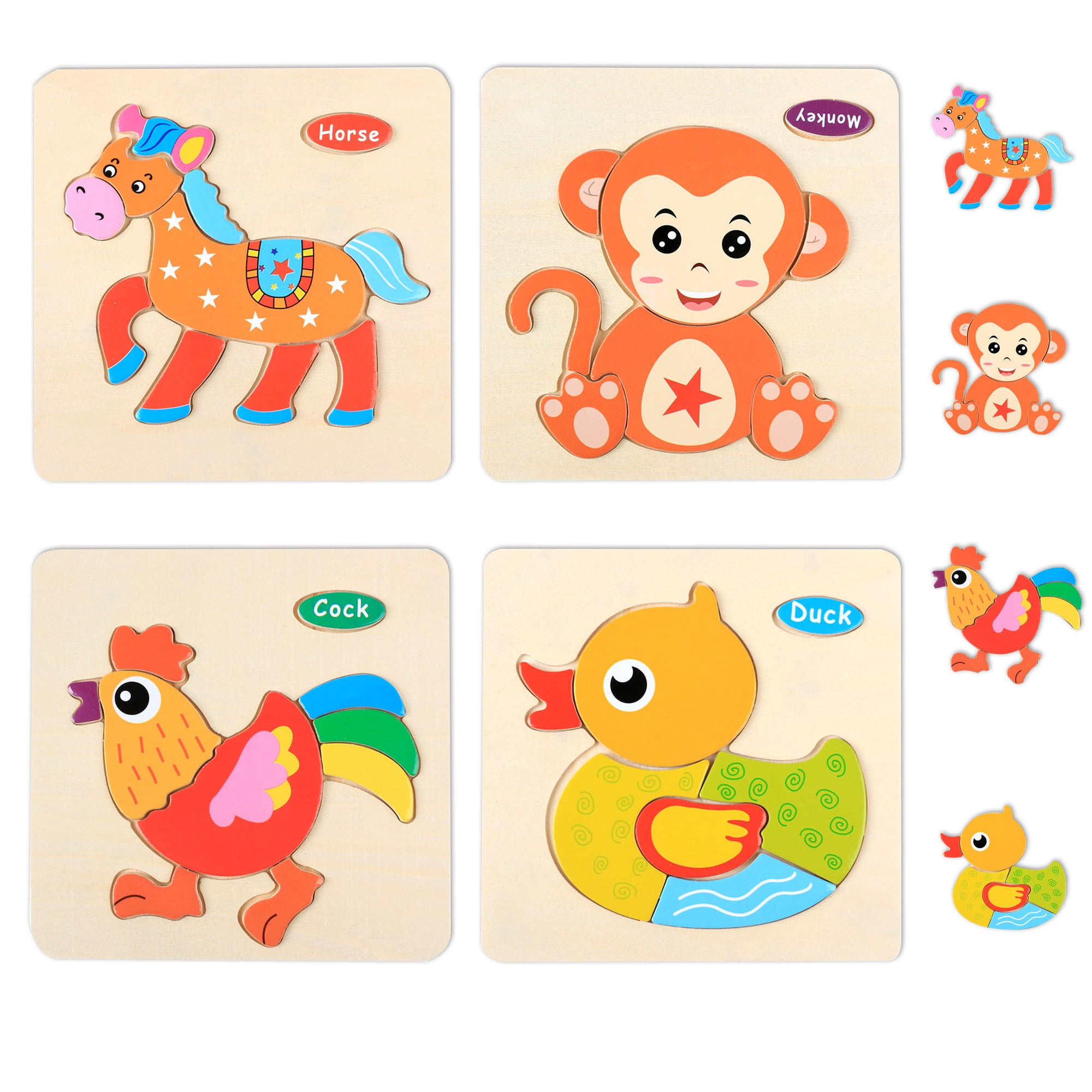 Wooden puzzles for toddlers, color and shape recognition, enlightenment ...