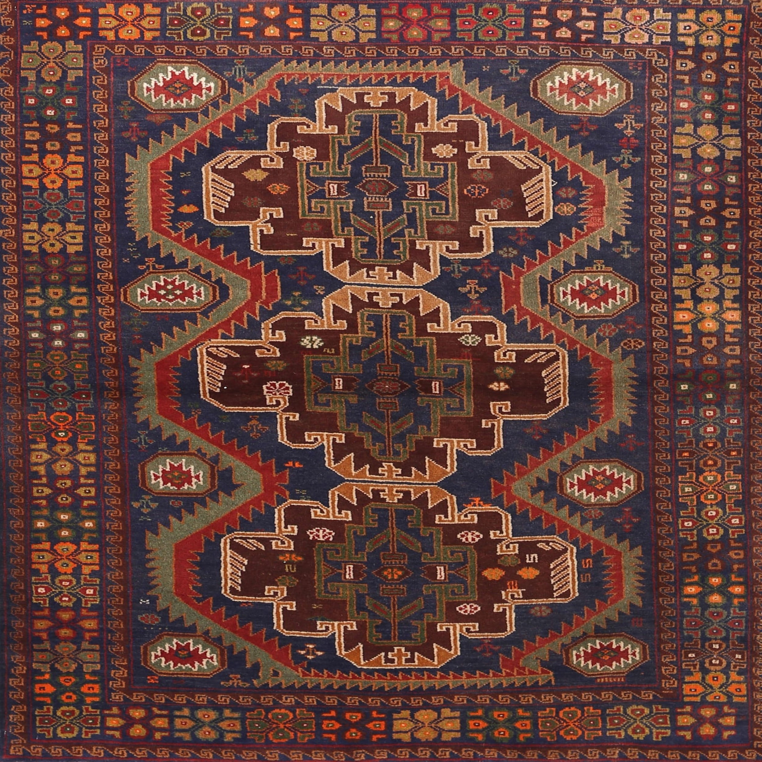 Ahgly Company Indoor Square Traditional Sienna Brown Persian Area Rugs ...