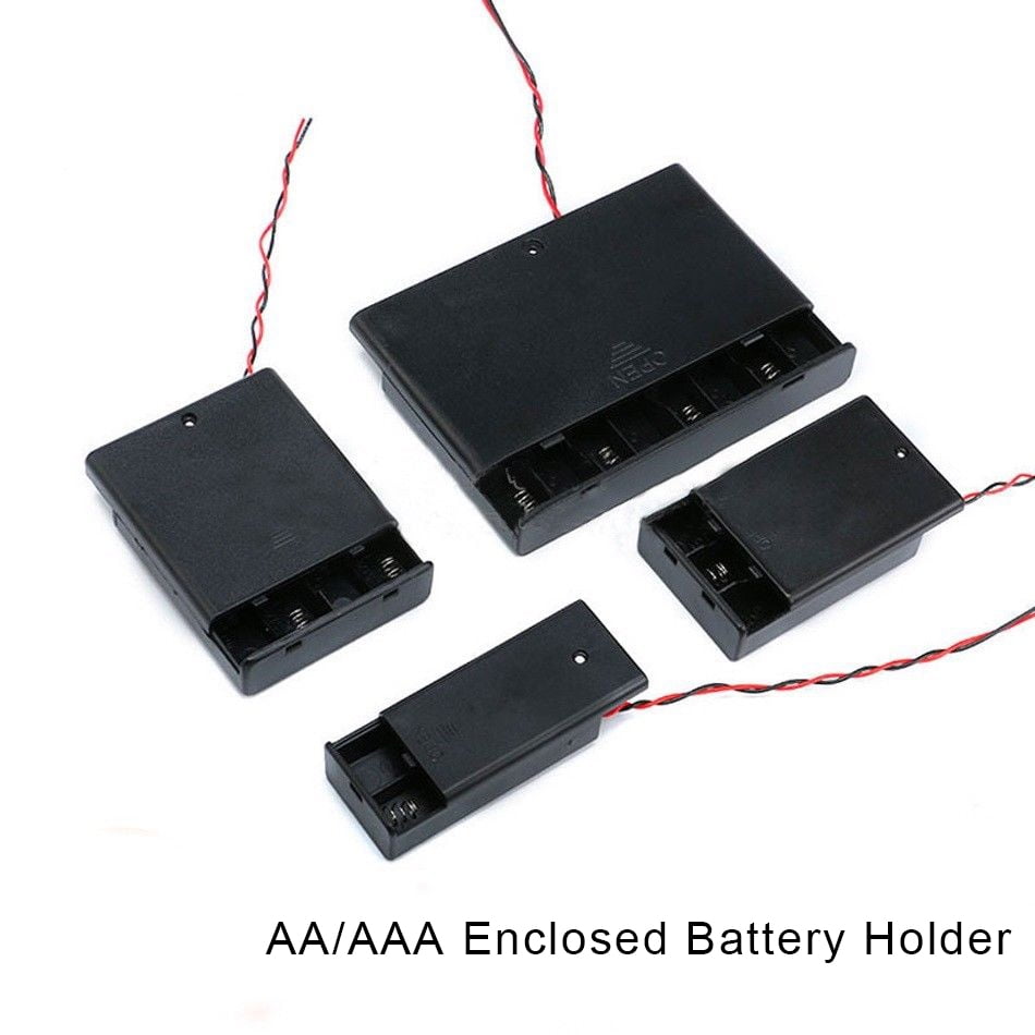 SENRISE AA/AAA Battery Holder Enclosed Box Battery Storage Case with On ...