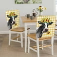 Farm Cow Chair Back Covers Set of 4, Sunflower Yellow Plaid Watercolor ...