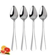 4 Pc Grapefruit Spoon Set Steel Serated Edge Flatware Dessert Cirtus ...