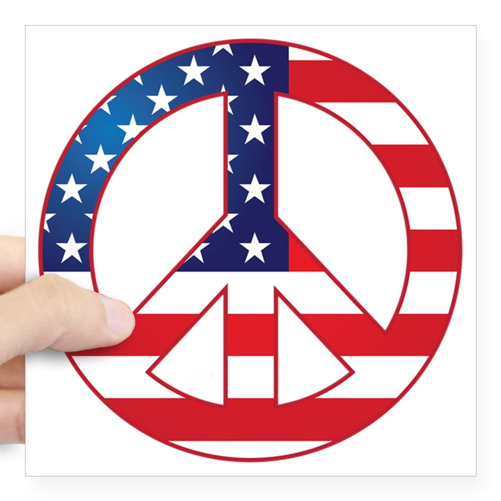 CafePress - American Flag Peace Sign Square Sticker 3 X 3 - Square ...