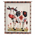 Fall Funny Cow Sheer Curtains 63 Inches Long, Farm Animal Flower Leaves ...