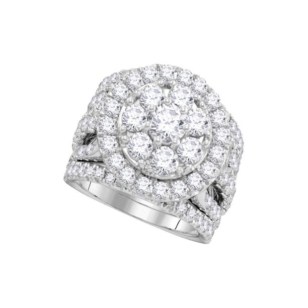 Fb Jewels 14kt White Gold Womens Round Diamond Halo Cluster Bridal